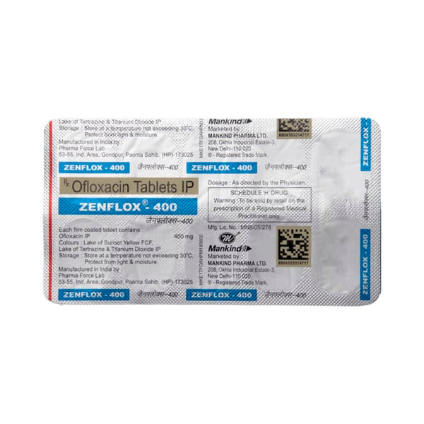 Buy Zenflox 400 MG Tab from Mankind Pharma Ltd in India
